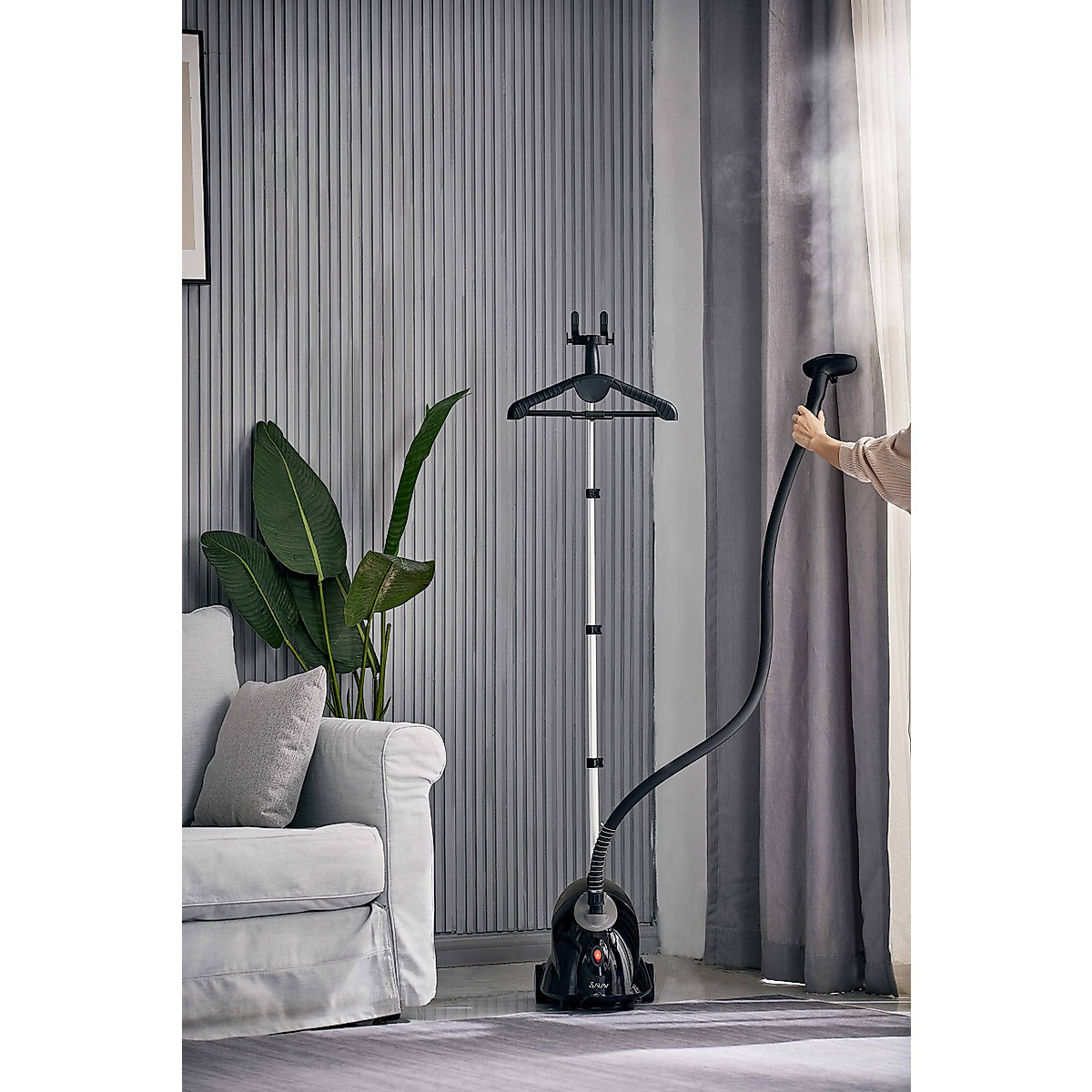SALAV® GS18-DJ Standing Garment Steamer with Roll Wheels for Easy Movement, 1.8L Water Tank for 1 Hour Continuous Steaming, Adjustable Pole for Storage, Includes Descaler Packet, 1500 watts