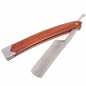 Lurrose Straight Razor- Carbon Steel Straight Edge Barber Razor Professional Mens Straight Razor Kit with Vintage Wood Handle