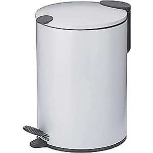 Kela Bathroom Trash Can with Soft Close, Step-On Lid, White, 1.3 Gallons, 10 inches Tall, Small Waste Basket