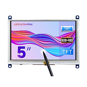 waveshare 5 Inch Resistive Touch Screen LCD(B) 800X480 High Resolution HDMI USB Interface for Raspberry Pi/Banana Pi Mainboard/Raspberry Pi 3 Model B/3B+