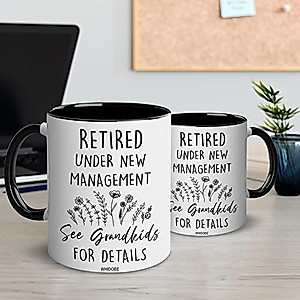 WHIDOBE Retirement Gifts for Women, Retirement Gifts for Grandma, Woman, Mom, Coworker, Retired Mug Retired Under New Management See Grandkids For Details Mug For Mothers Day Birthday Christmas 11OZ