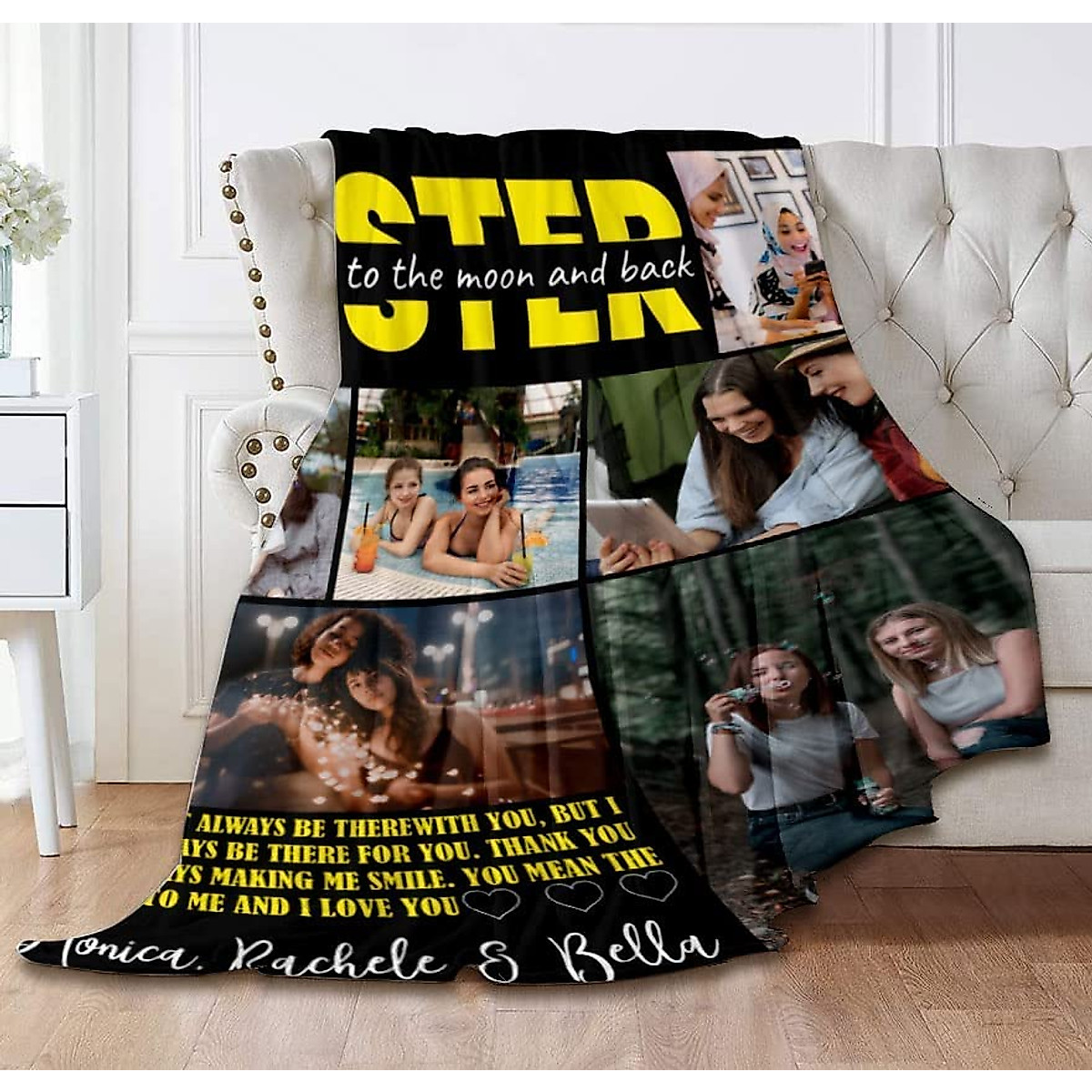 Taka Deal Customized to My Sister Blanket Soft Throw Blanket for Christmas, Birthday, Graduation, Thanksgiving & Christmas Gift. (Sister Blanket 3, 60"X80")