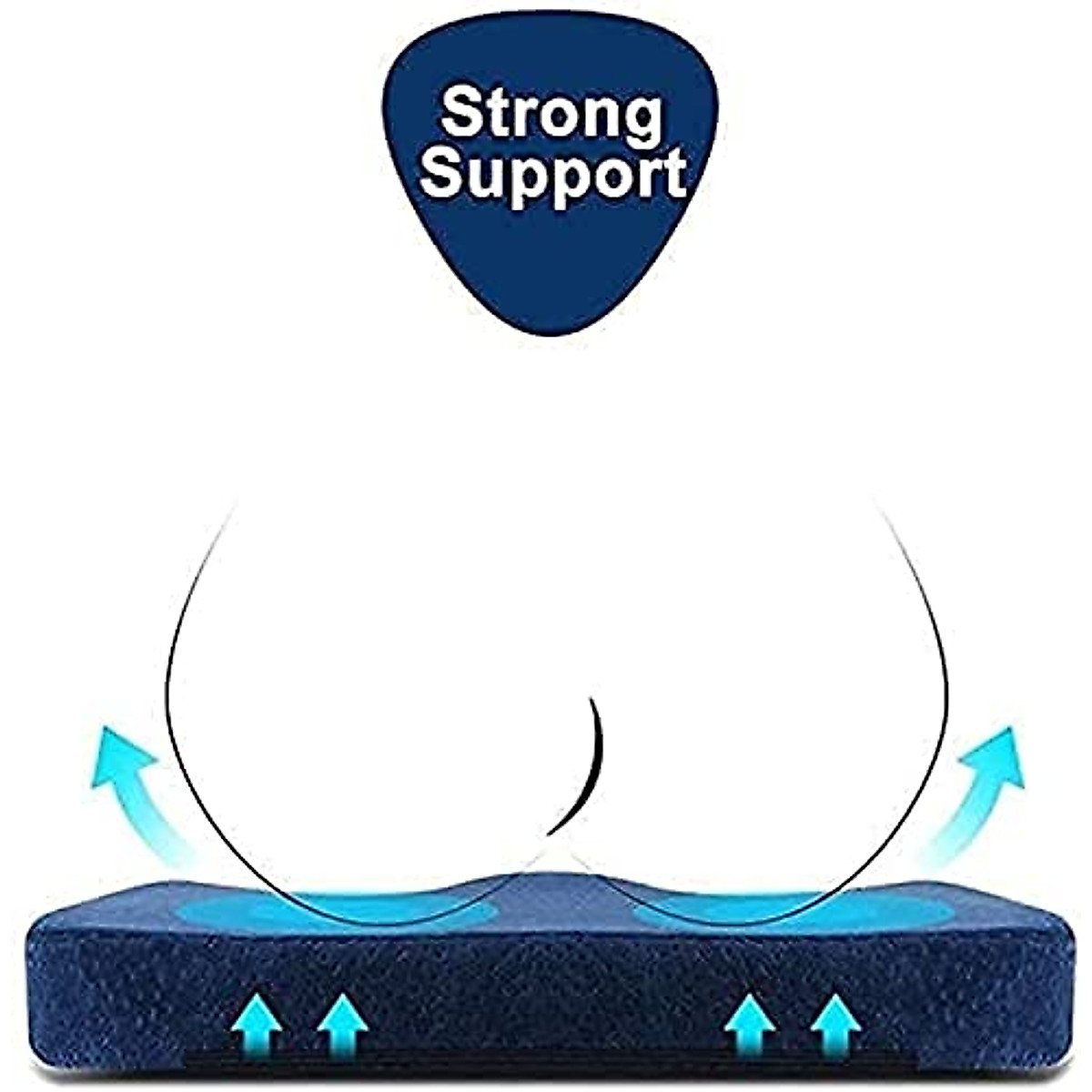 SMSOM Seat Cushion for Office Chair, Chair Cushion for Back Pain, Memory Foam Seat Cushion for Back Pain with Ergonomic Design, Tailbone Pain Relief Cushion (Blue)