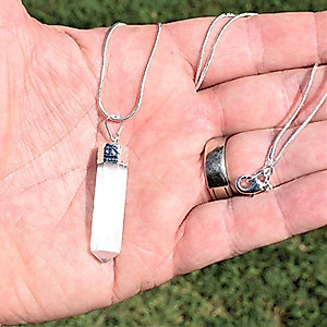 Zenergy Gems Faceted Hand-Made Natural Himalayan Selenite Crystal Pendants + Selenite Charging Heart Included (HEALING ENERGY - NEGATIVE ENERGY ABSORBER)