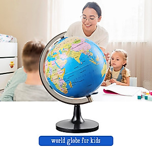 World Globe for Kids Learning - 7.5 inch World Interactive Globe for Children with Stand for Educational Geography, Spinning Earth Globe Map Decorative Kids Room Classroom, Desk, Office & Home