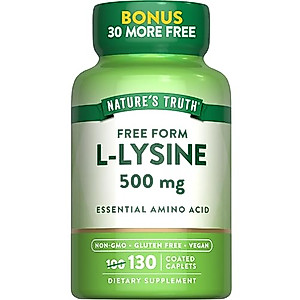 Nature's Truth L-Lysine 500mg | 130 Caplets | Free Form | Essential Amino Acid | Non-GMO & Gluten Free Supplement