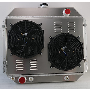 RadRace CC433 Aluminum Radiator For 1966-1979 Ford F100 F150 F250 F350 Bronco Truck V8 AT MT Radiador 3 Row Core Radiators Shroud Fan Relay