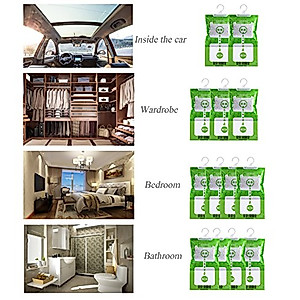 Eanjia 5 Pack Kitchen Bathroom Wardrobe Hanging Hygroscopic Desiccant Bag, Dehumidification Process Could be Witness