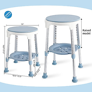 KSITEX Shower Chair Stool for Inside Shower, Small Corner Plastic Stool for Shower 300 Lb,360° Swivel Bath Shower Seat for Seniors Adults Sitting, Adjustable Bathtub Stool with Storage Tray