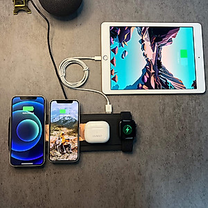 Magnetic Wireless Charging Pad Multiple Devices-Uumao 40W 5-in-1 Wireless Charger mat-for iPhone13/12/AirPods and Apple Watch UItra,for All Wireless Charging Phones (with Adapter)