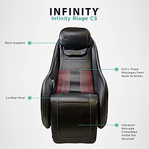 Infinity Riage CS, Compact Shiatsu Massage Chair, Featuring Zero-Gravity Recliner, Lumbar Heat, and Four-Node Massage Robot, Tapping, Kneading, Roller-Massaging Techniques (Brown)