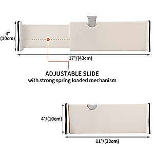 RealPlus 8 Pack of Plastic Drawer Dividers Organizer Separators Adjustable from 11-17 Inches for Bedroom,Closet,Baby Drawer,Dresser,Office,Kitchen Storage