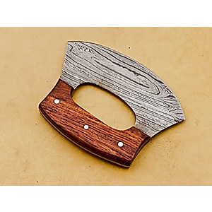 Handmade Damascus Chef Kitchen Ulu Knife Chef Knife Heavy Duty Damascus Handle Walnut Wood With Leather Sheath