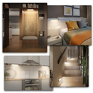 LED Closet Light, Newest 20LEDs Dimmer USB Rechargeable Motion Sensor Light Under Cabinet Lighting with Remote Control, Wireless Stick-Anywhere Night Safe Light Bar for Wardrobe,Kitchen-5 Pcs