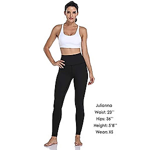 HeyNuts Essential High Waisted Yoga Leggings for Tall Women, Buttery Soft Full Length Workout Pants 28'' Black S(4/6)