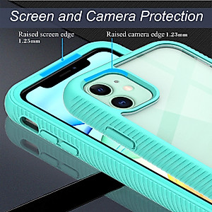 CellEver Clear Full Body Case for iPhone 11, Heavy Duty Protection with Anti-Slip TPU Bumper and [2 Tempered 9H Glass Screen Protectors] Shockproof Transparent Phone Cover 6.1 Inch (Mint)