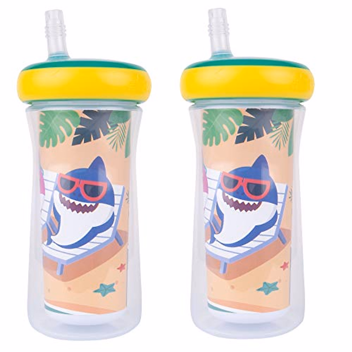 The First Years Pinkfong Baby Shark Insulated Straw Cup - Spill Proof Toddler Straw Cups - Toddler Sippy Cups - 9 Oz - 2 Count