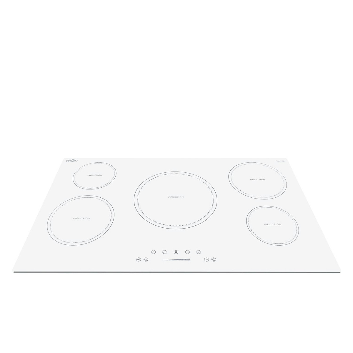 Summit SINC5B36W 36-inch 5 burner Digital Electric Induction Cooktop, White Ceramic Glass, 208V-240V, 9300W, Child lock, Energy Efficient, Timer, Easy to Clean