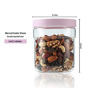 wemburly 6Pack Meal Prep Containers Reusable Glass 2Cup Overnight Oats Containers With Lids Glass Containers16OZ Borosilicate Glass Jars Diswasher Safe