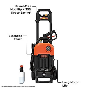 BLACK+DECKER Electric Cold Water Pressure Washer, 2,000 MAX PSI, 1.2 GPM (BEPW2000)
