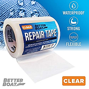 Repair Tape Fabric Repair Boat Covers Canvas Repair Tape Pop Up Camper RV Awning Repair Tape Tarp Canopy Tear & Vinyl Waterproof Bimini Tops Sail Air Mattress Patch Kit 30FTx3 Clear Heavy Duty