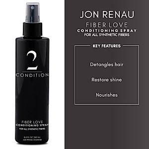 Jon Renau Fiber Love Synthetic Conditioning Spray, 8.5 oz – Leave-In Conditioner for Wigs, Toppers & Hair Extensions – Detangles, Restores Shine & Protects Synthetic Fiber
