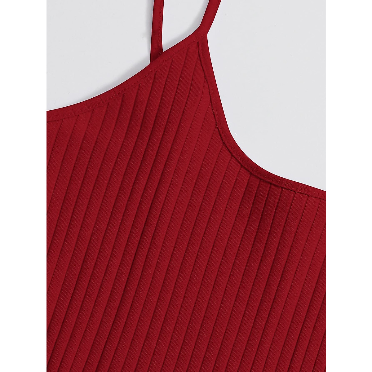 Floerns Women's Casual Solid Sleeveless Cami Split Hem Ribbed Knit Bodycon Mini Dress Red XS