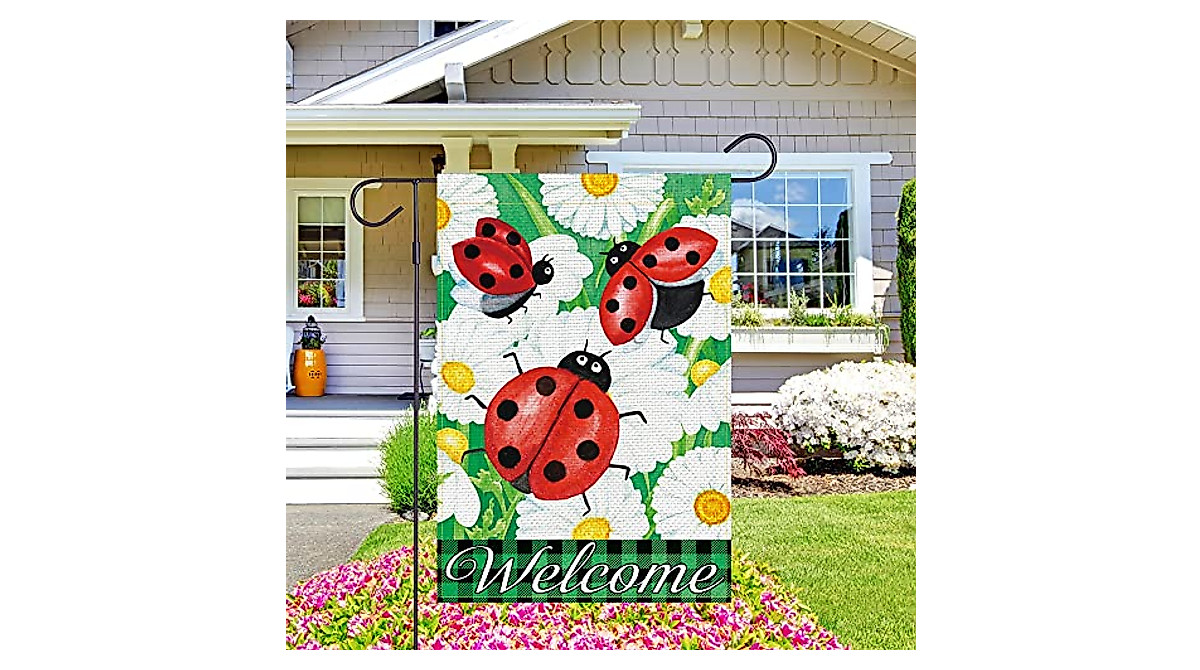 Welcome Ladybug Garden Flag – Durable Burlap Outdoor Decor