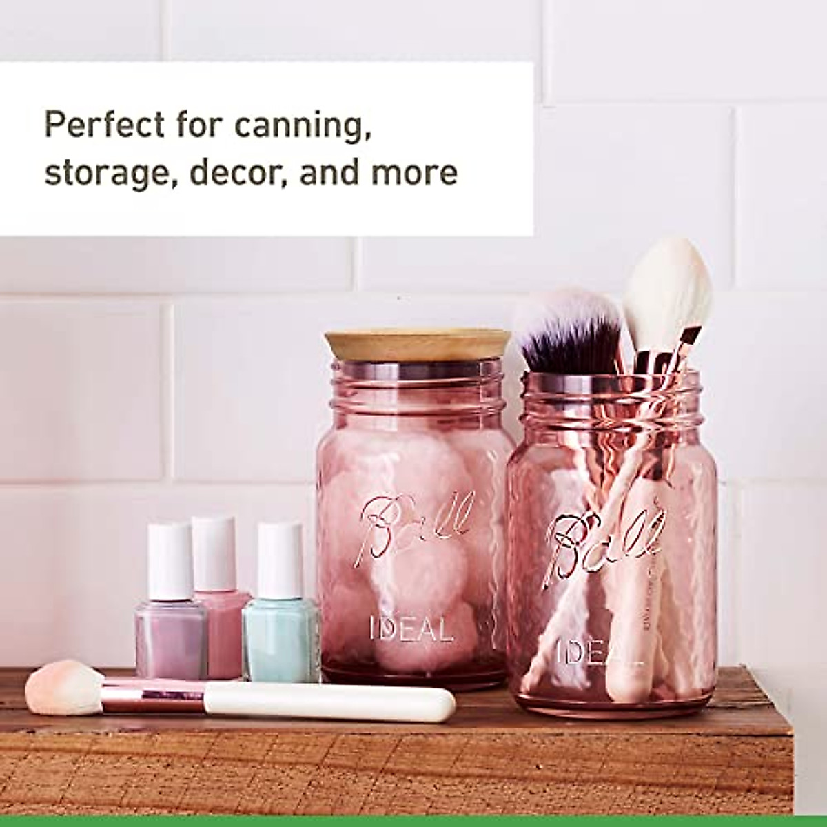 Ball Jar Rose Vintage Regular Mouth Pint Canning Jars, 4 Pack