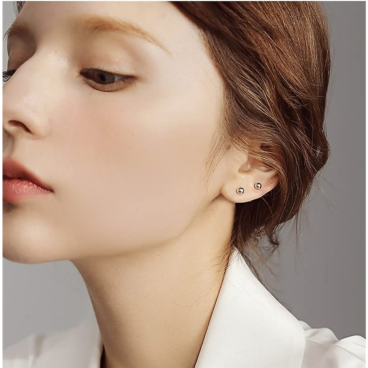 Hopply Screw on Earring Backs for Women,Hypoallergenic Surgical Steel Stud Earrings Ball Star Circle Simple Geometric Cartilage Helix Flat Back Piercing Earrings