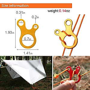 onewind Aluminum Alloy Guyline Cord Adjuster Tent Tensioners Rope Adjuster for Tent Hiking Camping 10Pack