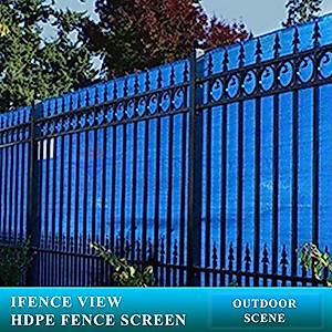 Ifenceview 8'x3' to 8'x50' Blue Shade Cloth Fence Privacy Screen Fence Cover Panels Mesh Net for Construction Site Yard Driveway Garden Pergola Gazebos Railing Canopy Awning 165 GSM (8' X 21')