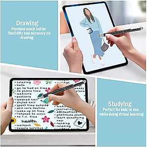 Yacig Capacitive Stylus Pen, 4-in-1 High Sensitivity and Precision Touch Screen Stylus Clear Disc Tip,Black Rubber Tip &Mesh Fiber Tip Compatible with Universal Touch Screen Device,Black