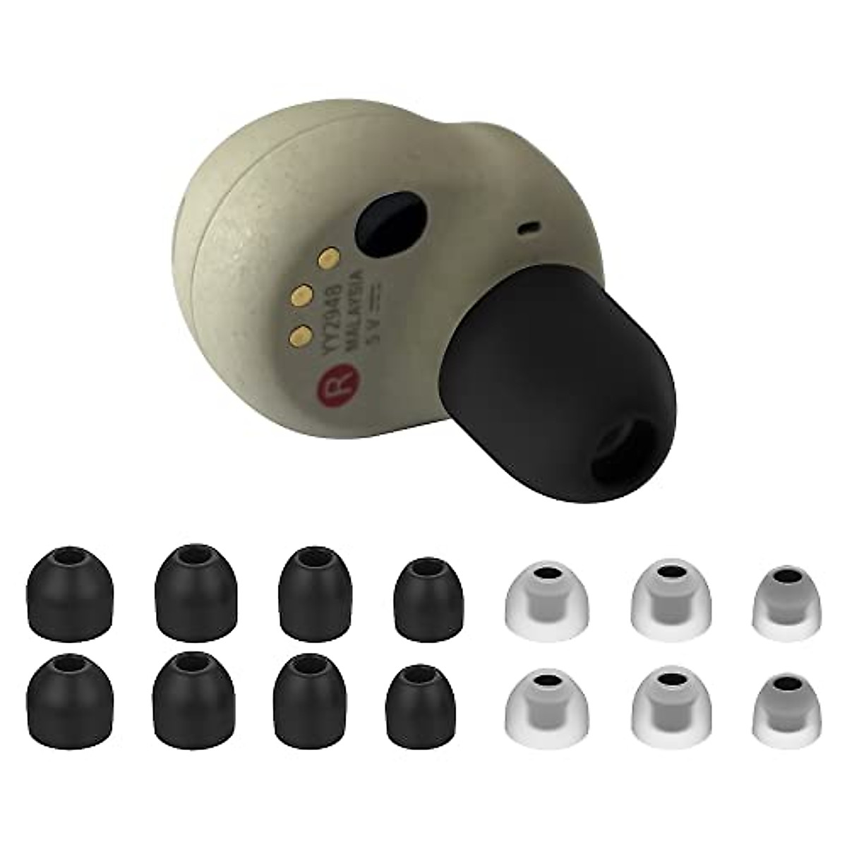 Geiomoo Silicone Earbuds Ear Tips Compatible with Sony WF-1000XM4, Slim Soft Eartips Earpads (L/M/S/SS, Black/Transparent)