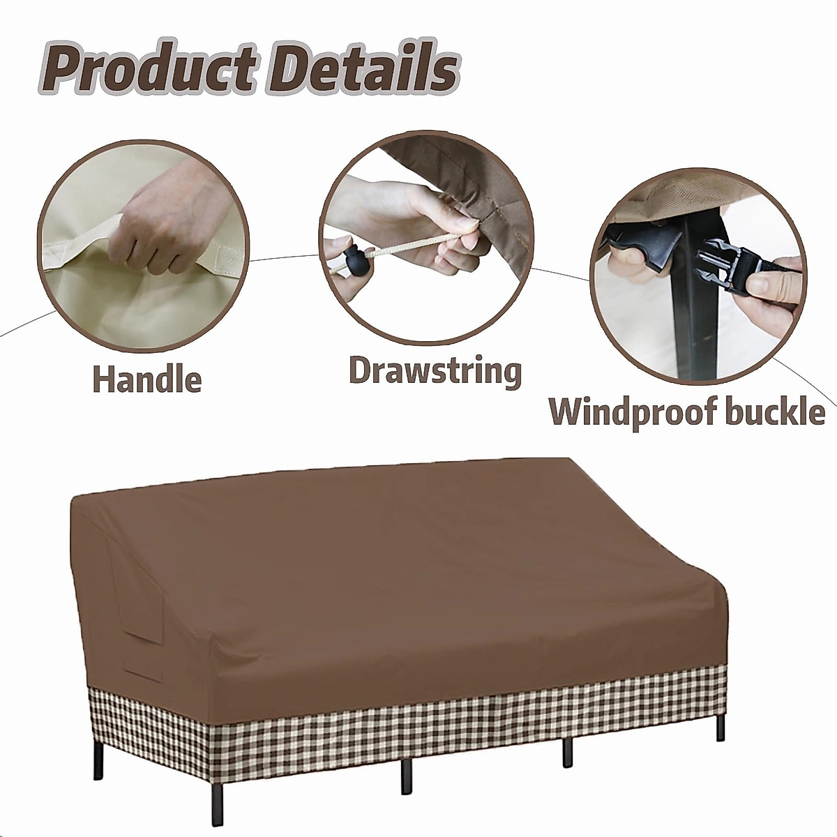 WBLCDH Outdoor Loveseat Cover, Patio Couch Cover, Waterproof 3-Seater Patio Love Seat Cover, Waterproof Outdoor Furniture Covers with Air Vent and Handles, Outdoor Sofa Cover