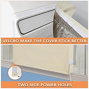 25"Lx17"Hx3.5" Indoor Air Conditioner Cover for Window Units, 3 Layers Insulation AC Cover for Inside Wall Unit with Aluminum Foil and 2mm Foam, Windproof Window Air Conditioner Cover Inside, Beige