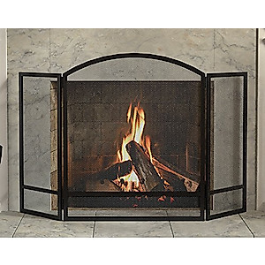 Panacea Products 15951 3-Panel Arch Screen with Double Bar for Fireplace, 29.25 Inch