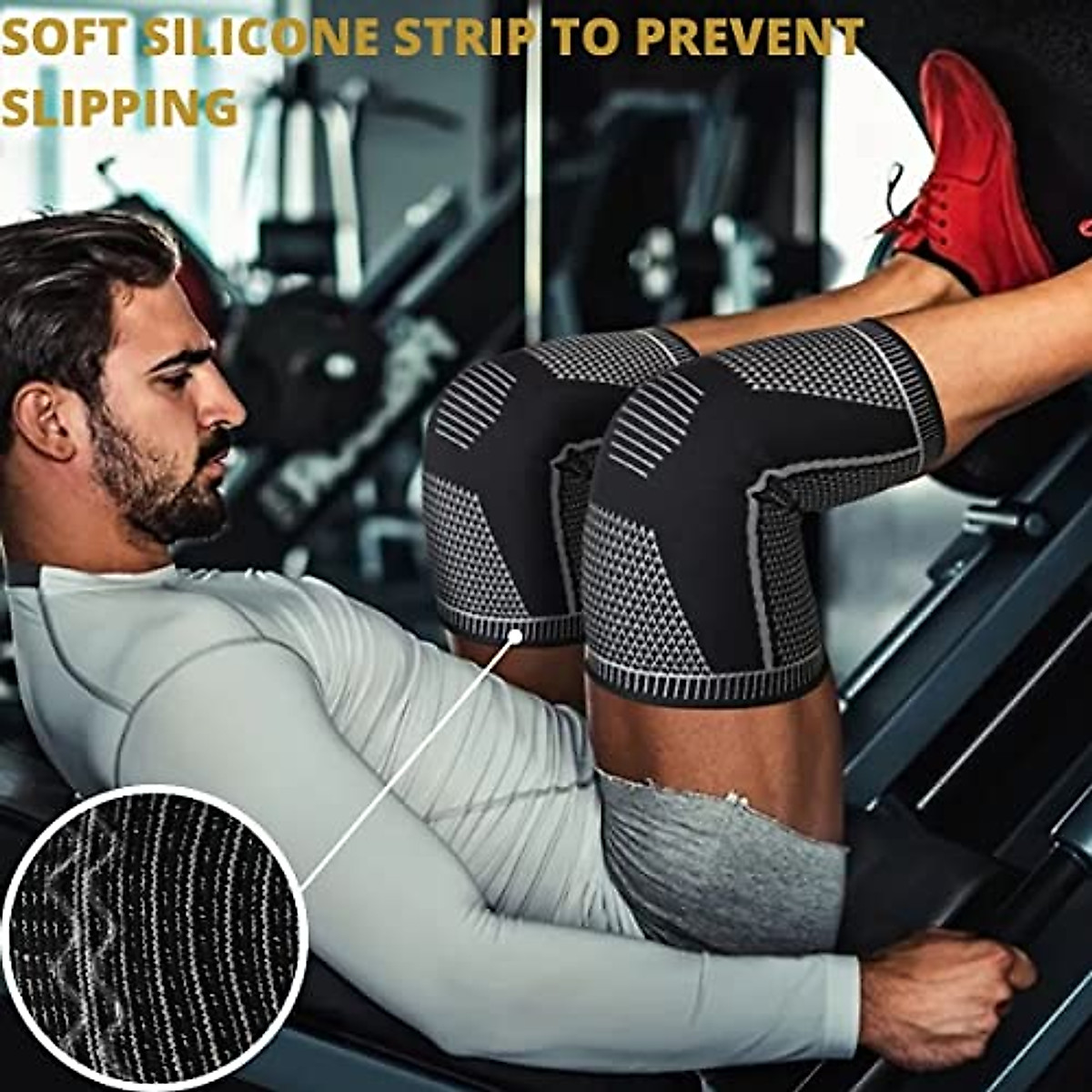 Crethinkaty Knee Brace wth Patella Gel Pads and Side Stabilizers, Professional Compression Knee Sleeves for Meniscus Tear/Arthritis Pain/Ligament Pain/Tendon Injury/Joint Pain/Sport