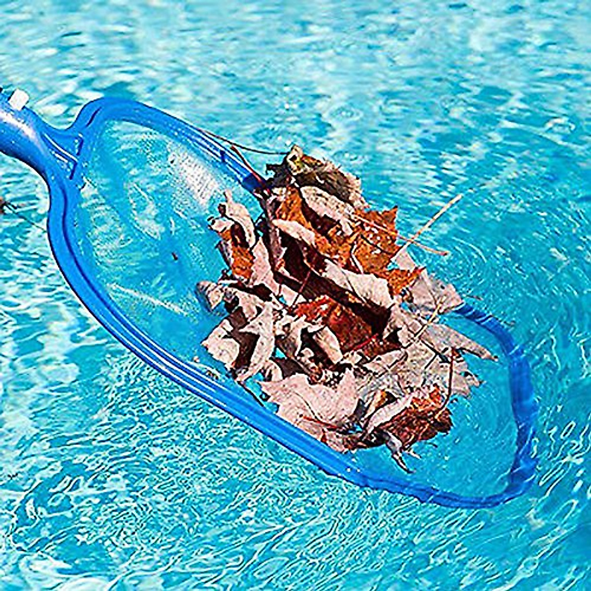 Swimming Pool Cleaner Supplies, Pool Pond Flat Leaf Rake Net Pool Leaf Skimmer Heavy Duty Swimming Pool Cleaning Leaf Skimmer Net for Cleaning Swimming Pool Garden Pond Hot Tub Spa Blue