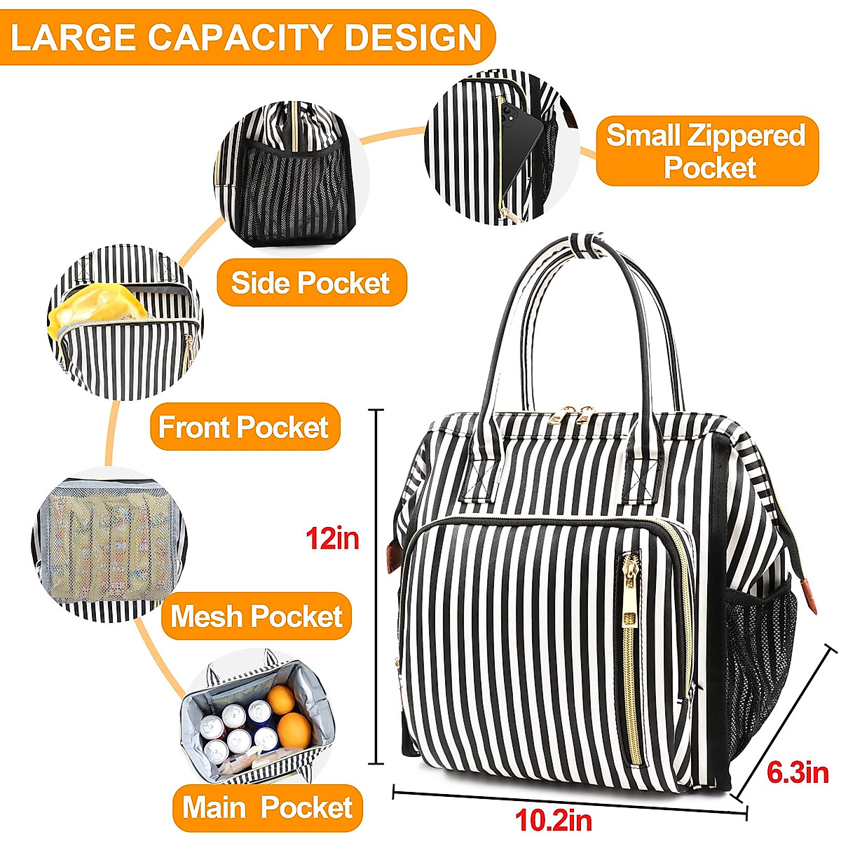 YESBAG Lunch Bag,Large Water-Resistant Leakproof Insulated Lunch Box Cooler Tote Bags for Work,Travel and Picnic,Women & Men