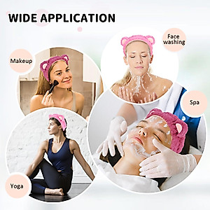 WHAVEL 2PCS Spa Headbands, Cute Bear Ears Makeup Skincare Face Wash Headbands (Pink, Rose)