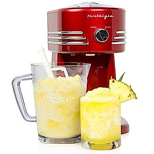 Nostalgia 40-Ounce Frozen Beverage Station Perfect for Slush Drinks, Snow Cones, Margaritas, Daiquiris, Stainless Steel Blades, Cord Storage, Retro Red