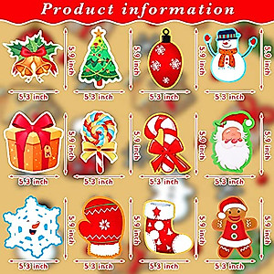 60 Pieces Christmas Mini Cut-Outs Assorted Holiday Cut-Outs 12 Designs Santa Claus Stocking Xmas Tree Snowflake Bells Classroom Winter Decoration for Kids Bulletin Border School Office Party Favor