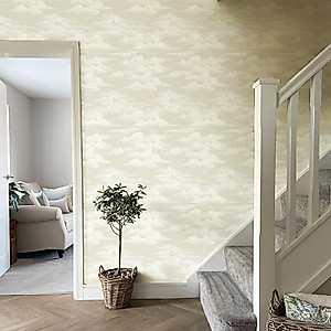 JiffDiff Wallpaper Peel and Stick White Cloud Wallpaper for Bedroom Mural Grey Wallpaper 17.3" x 118" Self Stick Neutral Wallpaper Modern Abstract Wallpaper