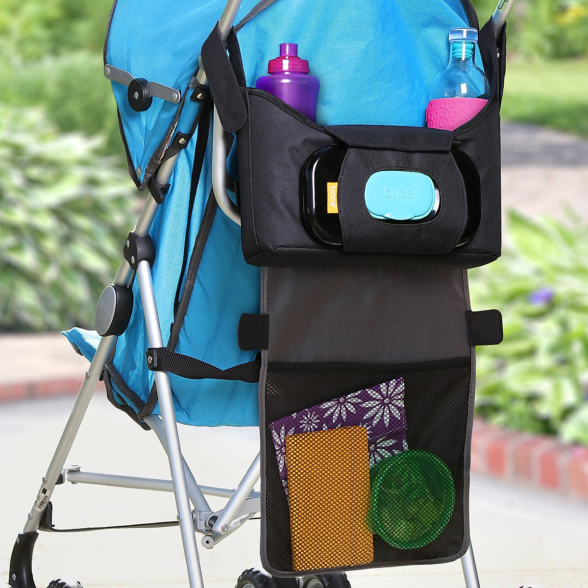 Munchkin Brica Stroller Organizer Plus with Phone Viewer and Wipes Case, Black