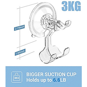 Teletrogy Large Suction Cup Hooks Shower Razor Holder - 2 Pack Heavy Duty Reusable Vacuum Shower Hook, Damage Free Wall Hooks for Bathroom Kitchen Towel Loofah Sponge Key Shaver Bathrobe Wreath