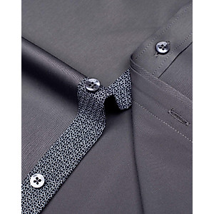 J.VER Men's Casual Long Sleeve Stretch Dress Shirt Wrinkle-Free Regular Fit Button Down Shirts Grey