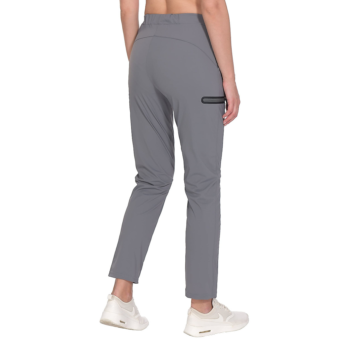 Little Donkey Andy Women's Ultra-Stretch Quick Dry Lightweight Ankle Pants Drawstring Active Travel Hiking Gray M