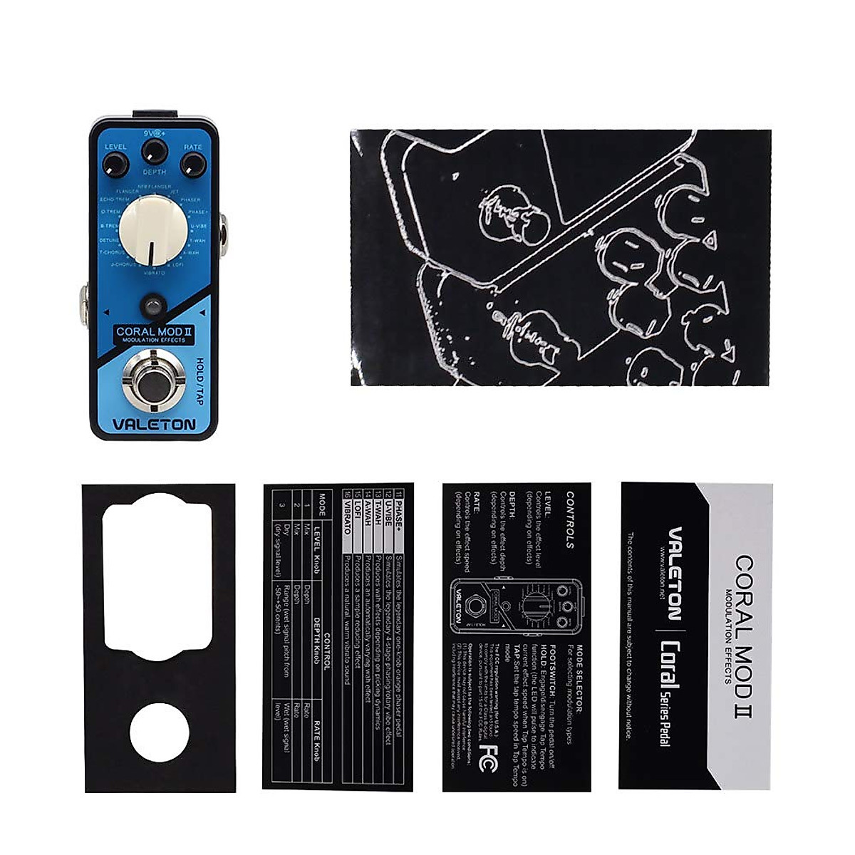 Valeton Coral Mod II Digital Modulation Chorus Flanger Phaser Univibe Tremolo Lofi Multi Effects Guitar Bass Pedal