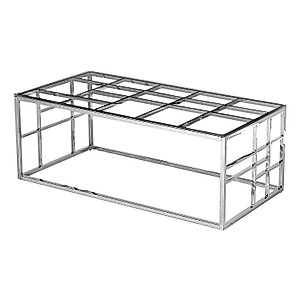 Best Master Furniture Clear Glass with Stainless Steel Rectangular Coffee Table